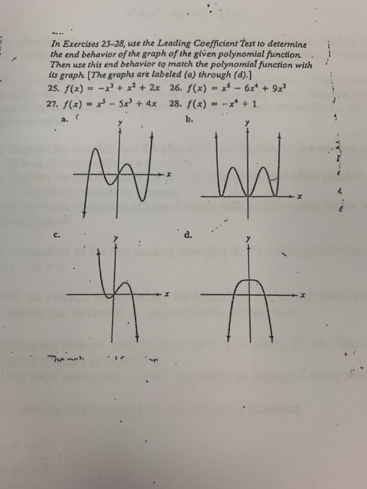 Solved In Exercises 25-28, use the Leading Coefficient Test | Chegg.com