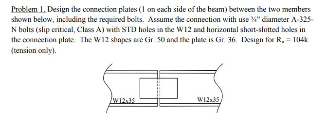 Design the connection plates (1 on each side of the | Chegg.com