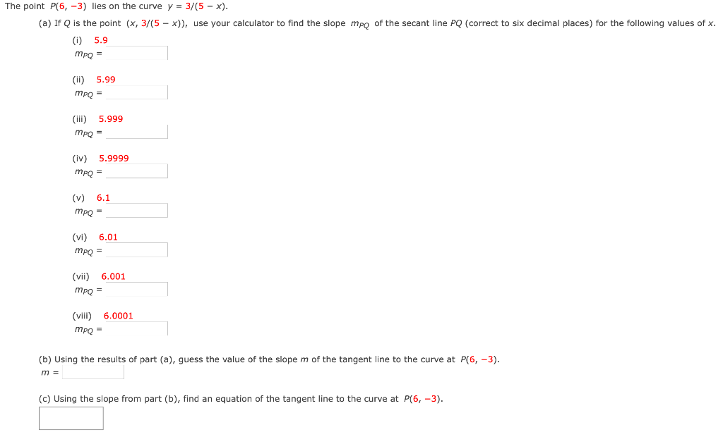 Solved Ee Point P6−3 Lies On The Curve Y35−x A If Q 