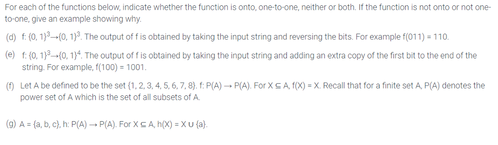 Solved Discrete Math: One to one, Onto, or Both(one to one | Chegg.com