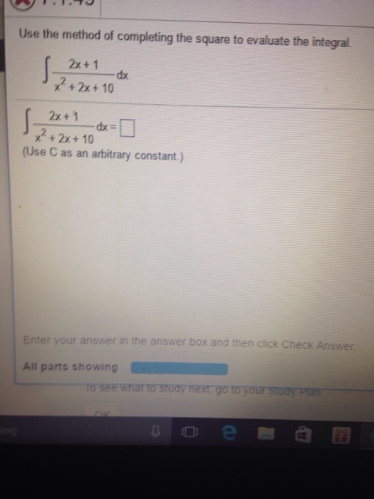 Solved Use the method of completing the square to evaluate | Chegg.com