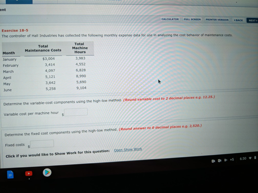 Solved ent CALCULATOR FULL SCREEN PRINTER VERSION BACK NEXT | Chegg.com