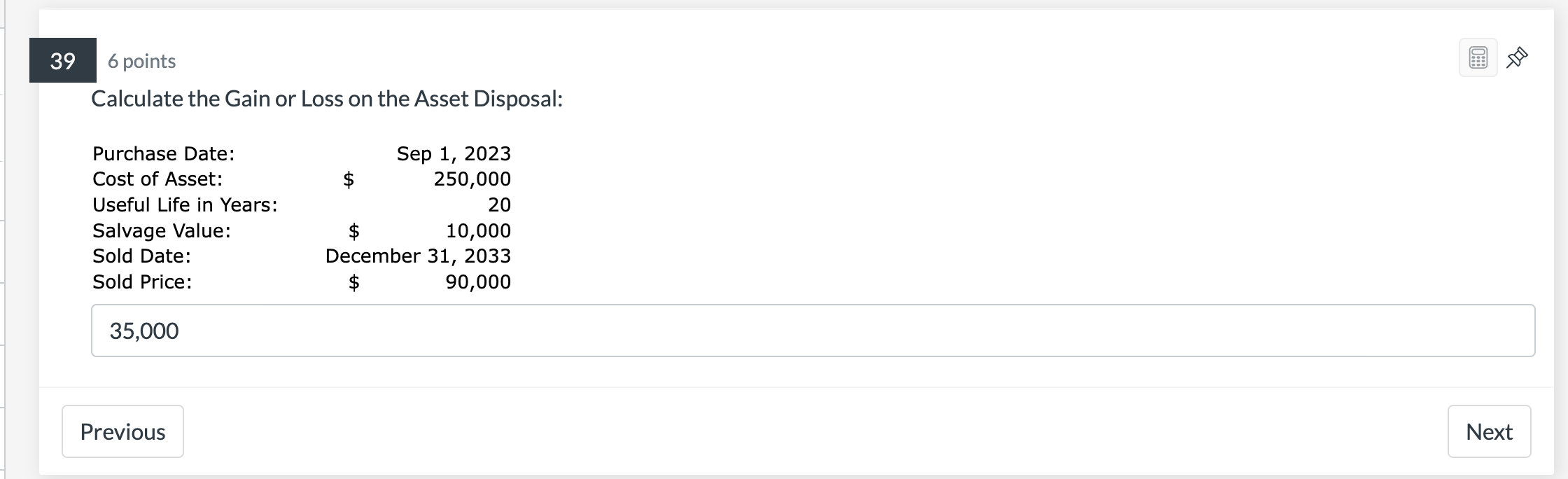 Solved 5 points Using the straight-line method, calculate | Chegg.com