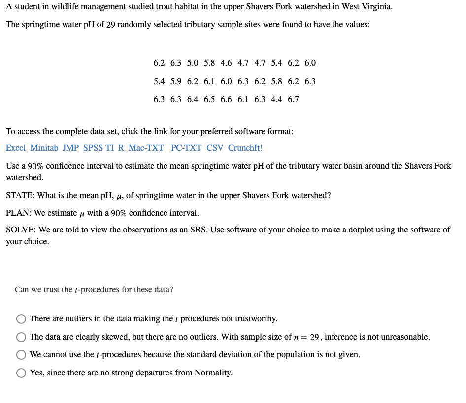Solved A student in wildlife management studied trout | Chegg.com