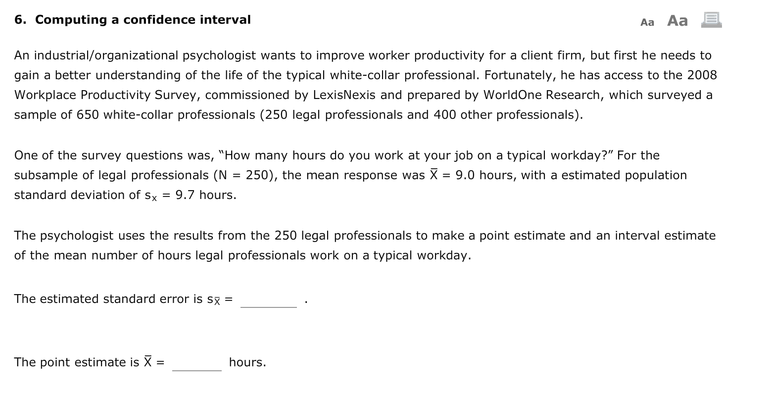 Solved 6. Computing a confidence interval Aa Aa E An | Chegg.com