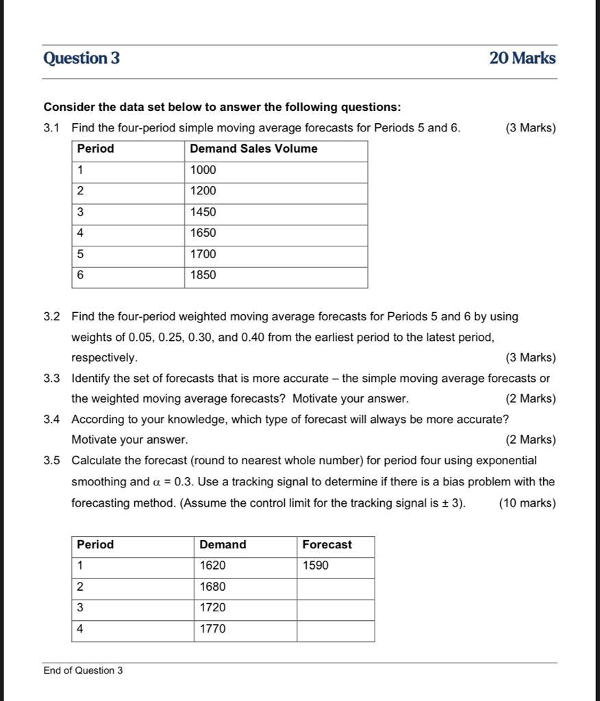 Solved Consider The Data Set Below To Answer The Following