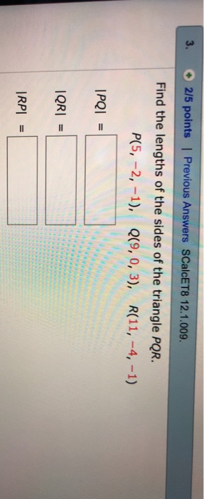 Solved 3. 2/5 points | Previous Answers SCalcET8 12.1.009. | Chegg.com