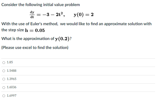 Solved Consider the following initial value problem dy -3 – | Chegg.com