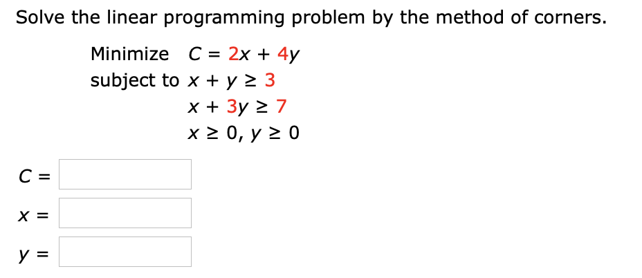Solved Solve the linear programming problem by the method of | Chegg.com