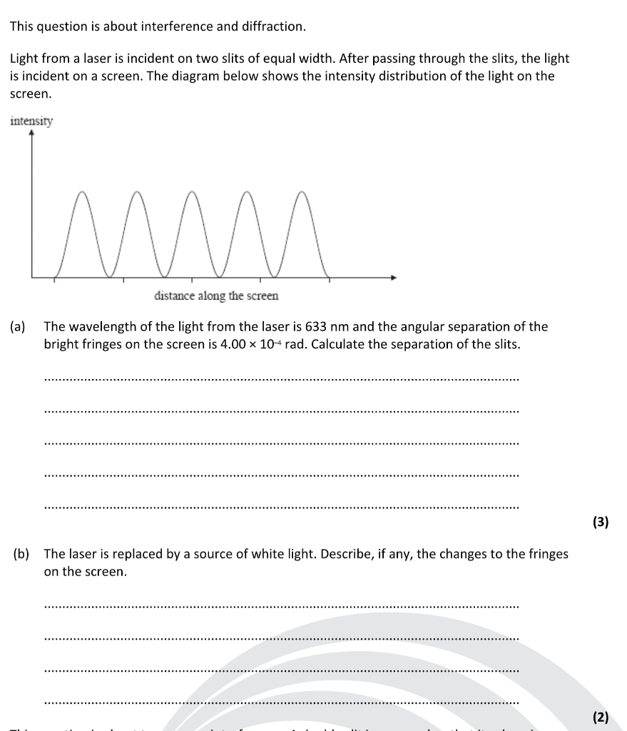 Solved This question is about interference and diffraction. | Chegg.com