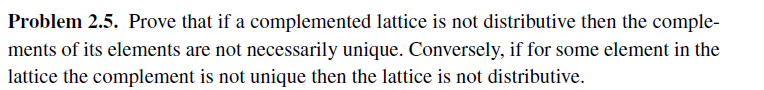 Solved Problem 2.5. Prove that if a complemented lattice is | Chegg.com