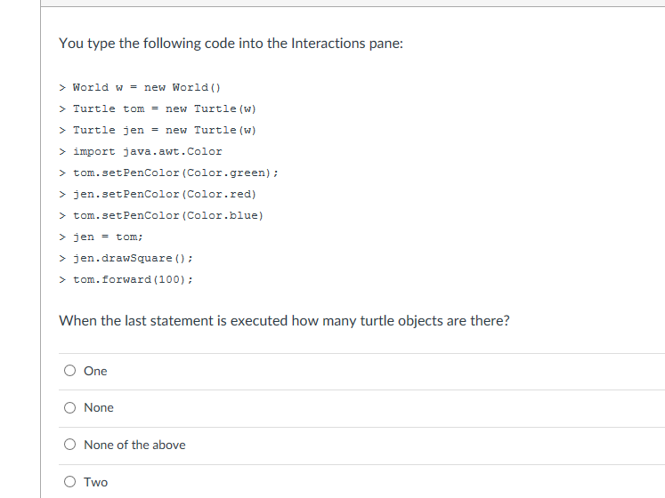 Solved You type the following code into the Interactions | Chegg.com