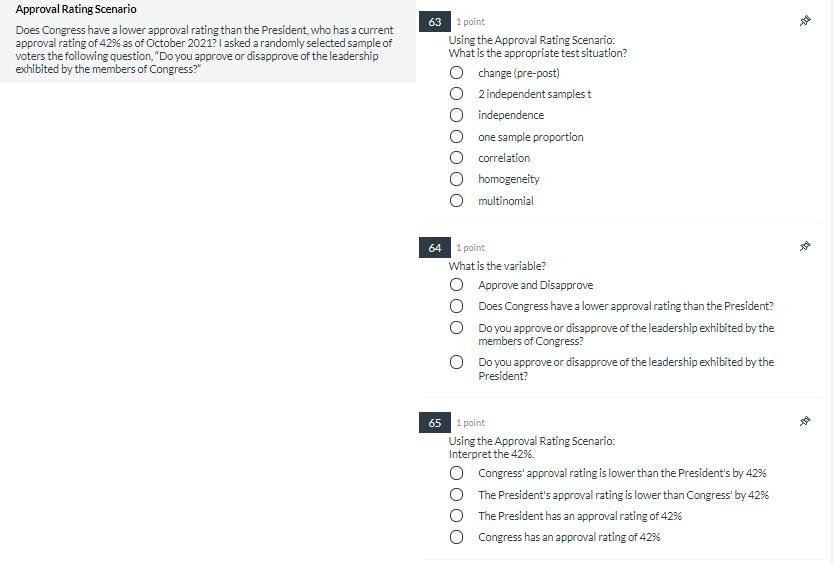 Solved 63 > Approval Rating Scenario Does Congress have a | Chegg.com