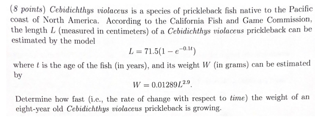 Solved ( 8 ﻿points) ﻿Cebidichthys violaceus is a species of | Chegg.com