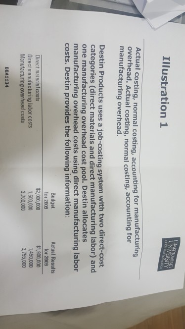 Solved Illustration 1 Actual costing, normal costing, | Chegg.com