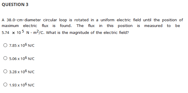 Solved QUESTION 3 A 38.0-cm-diameter circular loop is | Chegg.com
