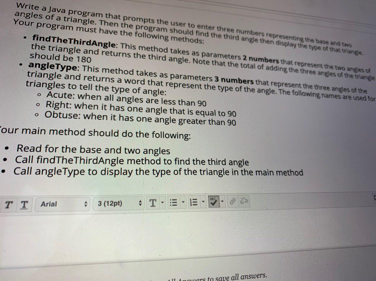Solved Write a Java program that prompts the user to enter | Chegg.com