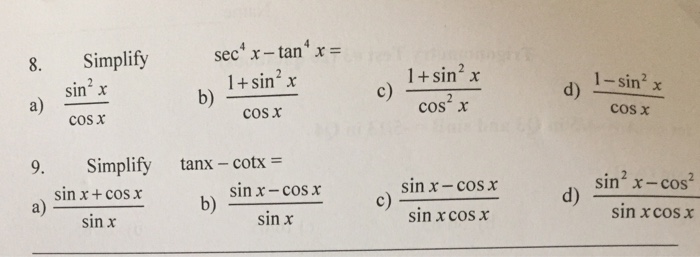 Solved sec" x-tan 1+ sin2 x x= Simplify 1 + sin2x cos x | Chegg.com