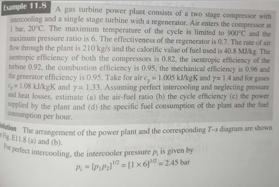 Solved Example 11.8 A gas turbine power plant consists of a | Chegg.com