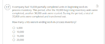 Solved A company had 10,000 ﻿partially completed units in | Chegg.com