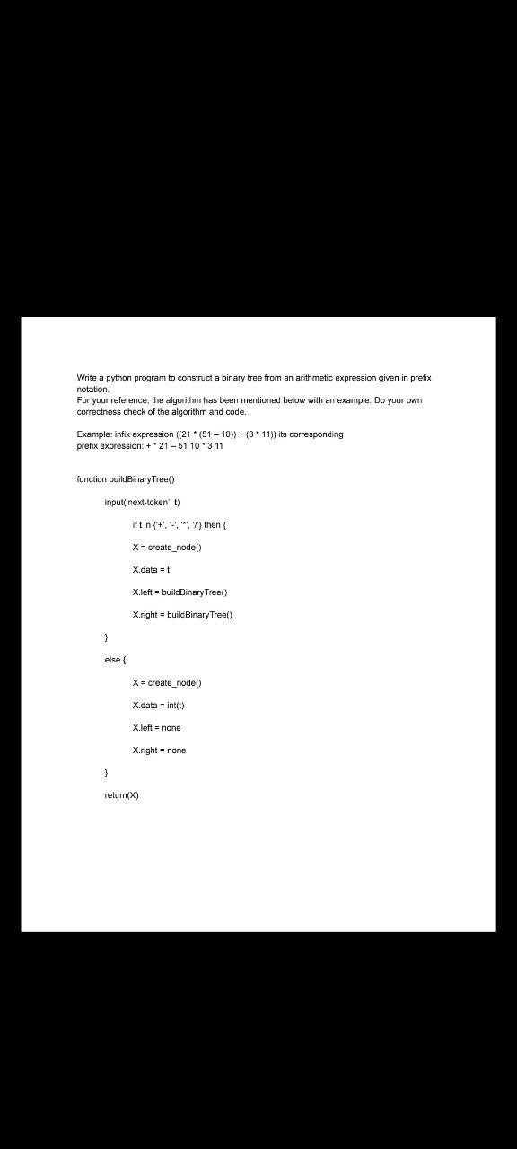 Solved Write A Python Program To Construct A Binary Tree
