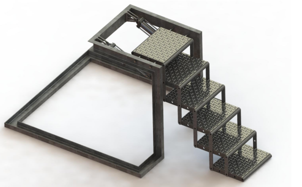 Solved 1) Draw the kinematics diagram of foldable stair. 2) | Chegg.com