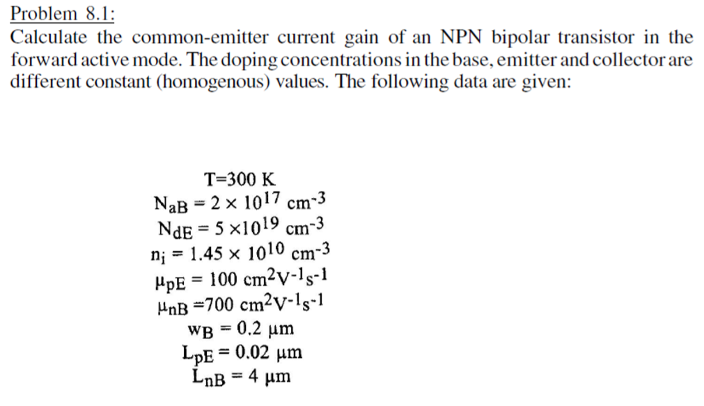 Solved Problem 8.1: Calculate the common-emitter current | Chegg.com