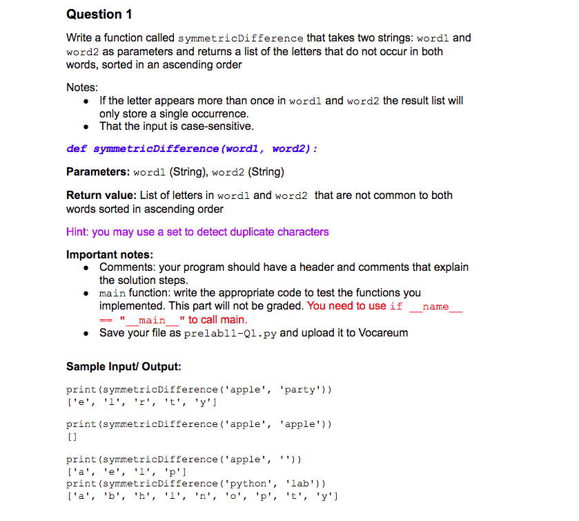 Solved Question 1 Write a function called | Chegg.com