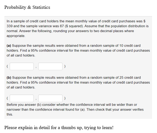 Solved Probability & Statistics In a sample of credit card | Chegg.com