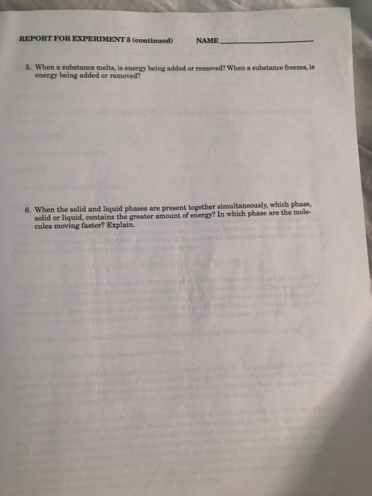 Solved REPORT FOR EXPERIMENT 4 (continued) NAME QUESTIONS | Chegg.com
