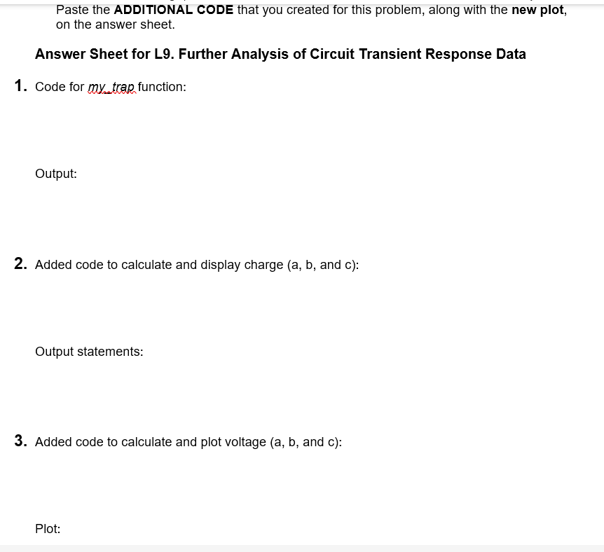Solved MATLAB CODE:Handout L9. Further Analysis of Circuit | Chegg.com