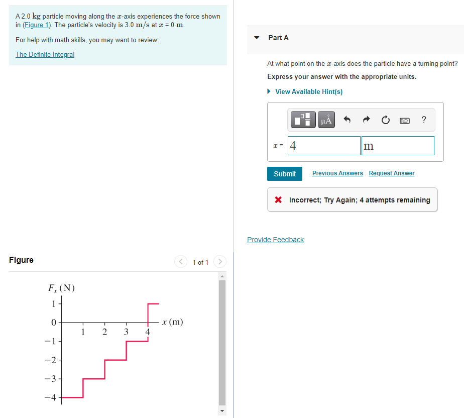 Solved A 2.0 kg particle moving along the x-axis experiences | Chegg.com