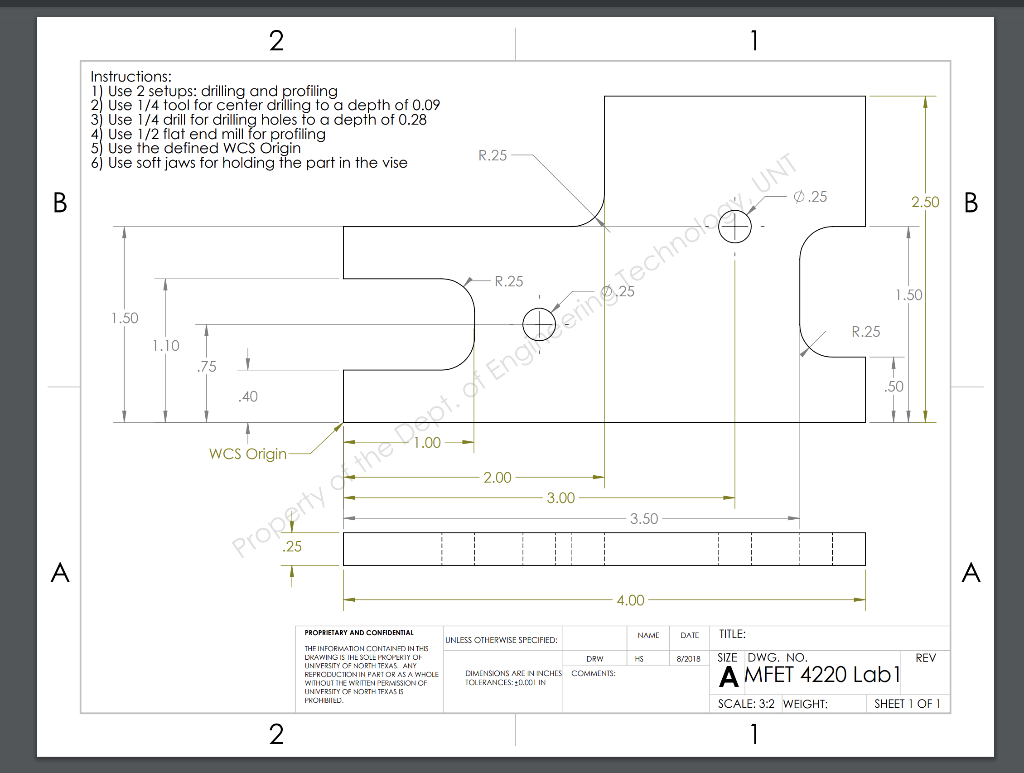 1 Instructions: 1) Use 2 setups: drilling and | Chegg.com