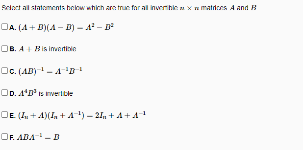 Solved Select all the statements below which are true for | Chegg.com