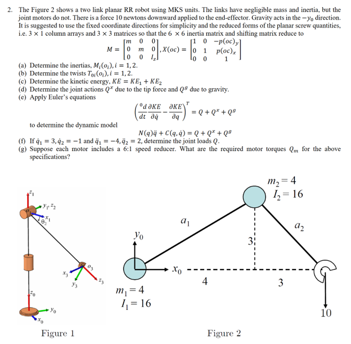 Solved The Figure 2 ﻿shows a two link planar RR robot using | Chegg.com
