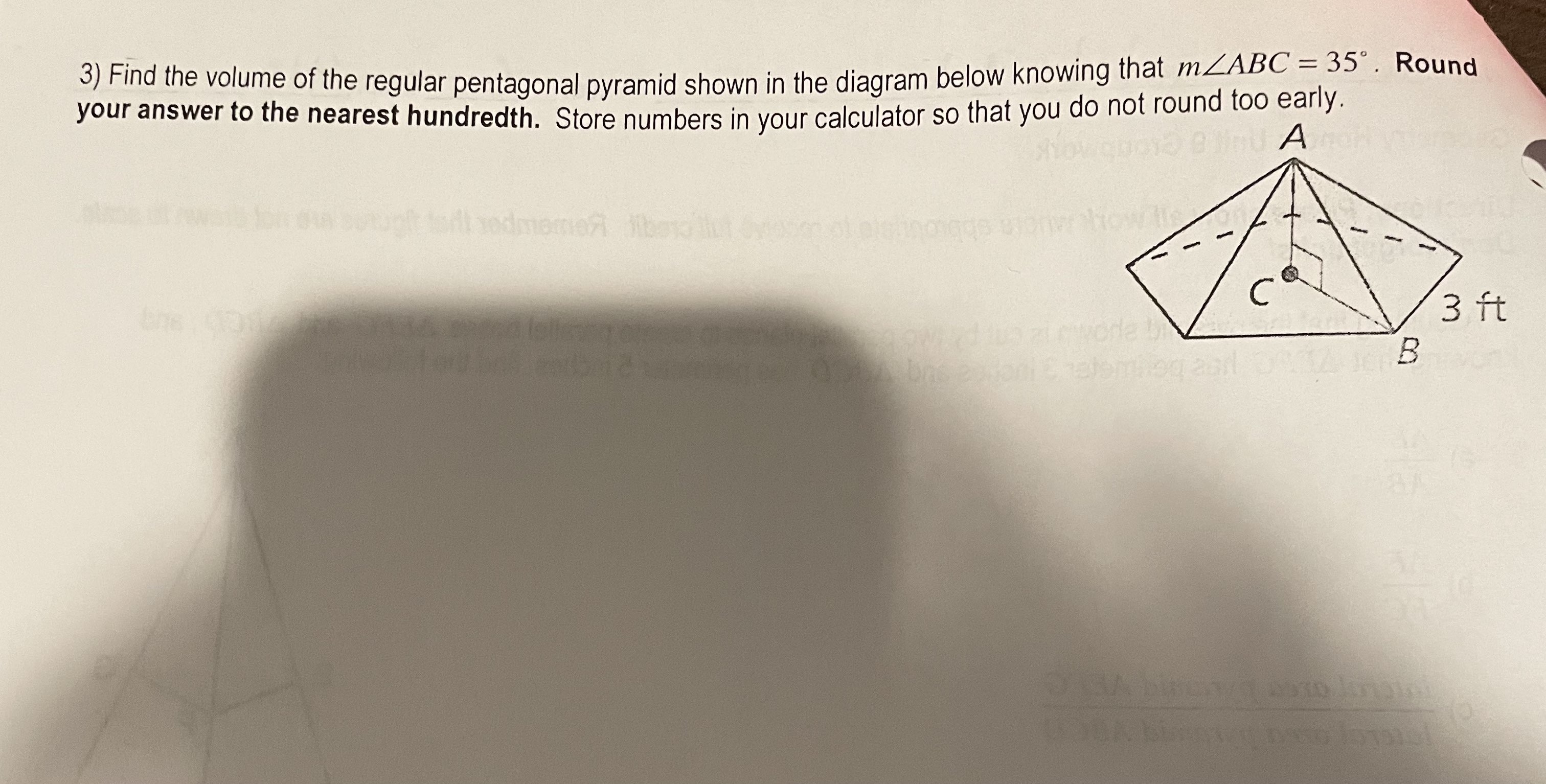 Solved 3) Find the volume of the regular pentagonal pyramid | Chegg.com