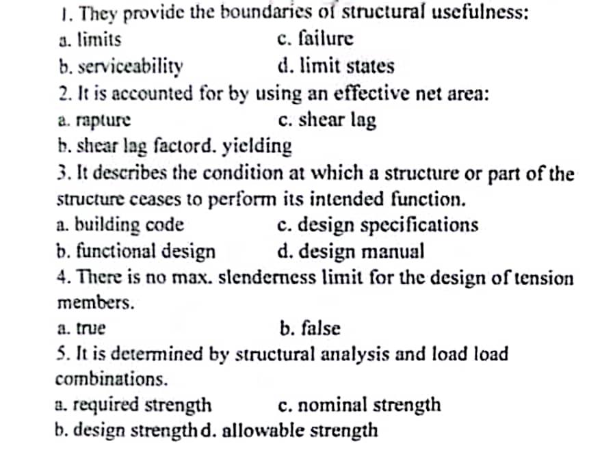 Solved 1. They provide the boundaries of structural | Chegg.com