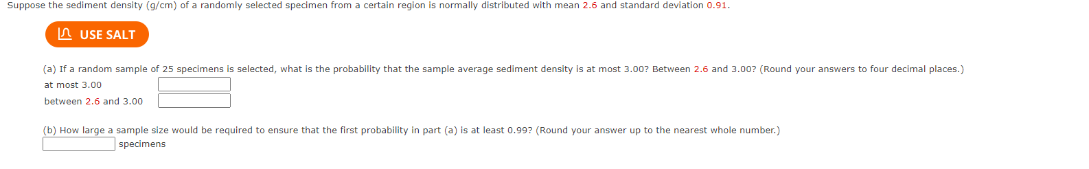 Solved Suppose the sediment density (gcm) ﻿of a randomly | Chegg.com