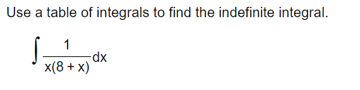 Solved Use a table of integrals to find the indefinite | Chegg.com