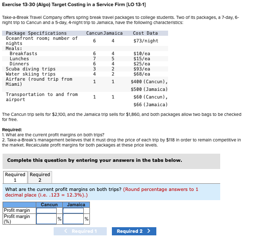 Solved Exercise 13-30 (Algo) Target Costing in a Service | Chegg.com