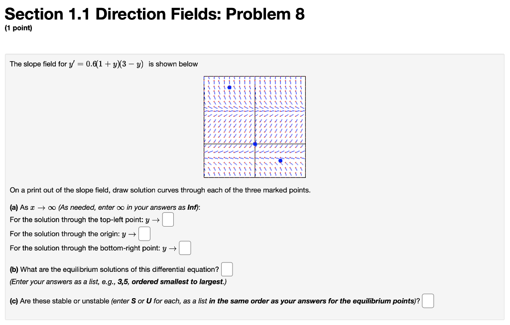 Solved Section 1 1 Direction Fields Problem 8 1 Point The