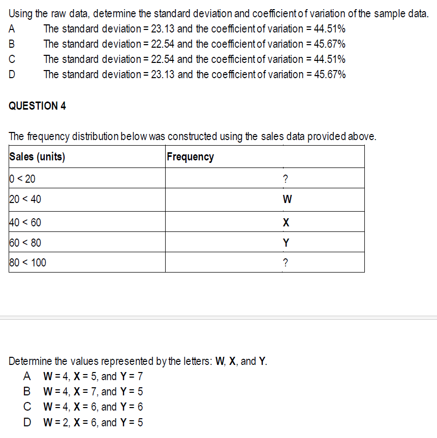 Solved Using the raw data, determine the standard deviation | Chegg.com