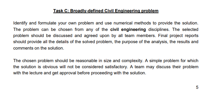Solved Task C: Broadly-defined Civil Engineering problem | Chegg.com