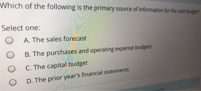 Solved Which of the following is the primary source of | Chegg.com