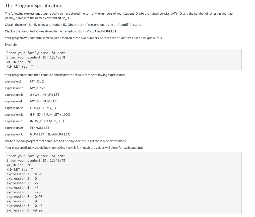 You will create three named constants, MY_ID, | Chegg.com