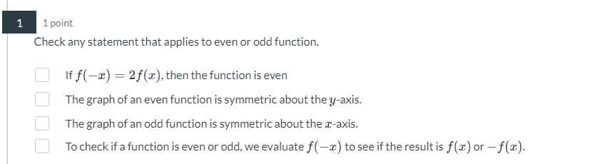 Solved Check any statement that applies to even or odd | Chegg.com