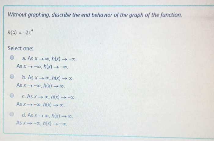 Solved Without graphing, describe the end behavior of the | Chegg.com