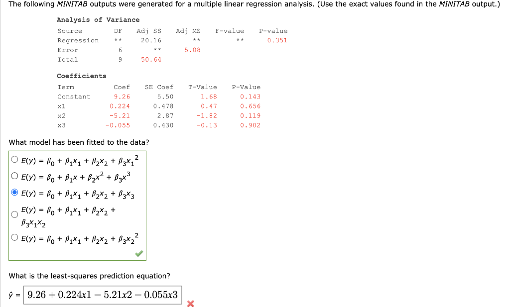 Solved The following MINITAB outputs were generated for a | Chegg.com