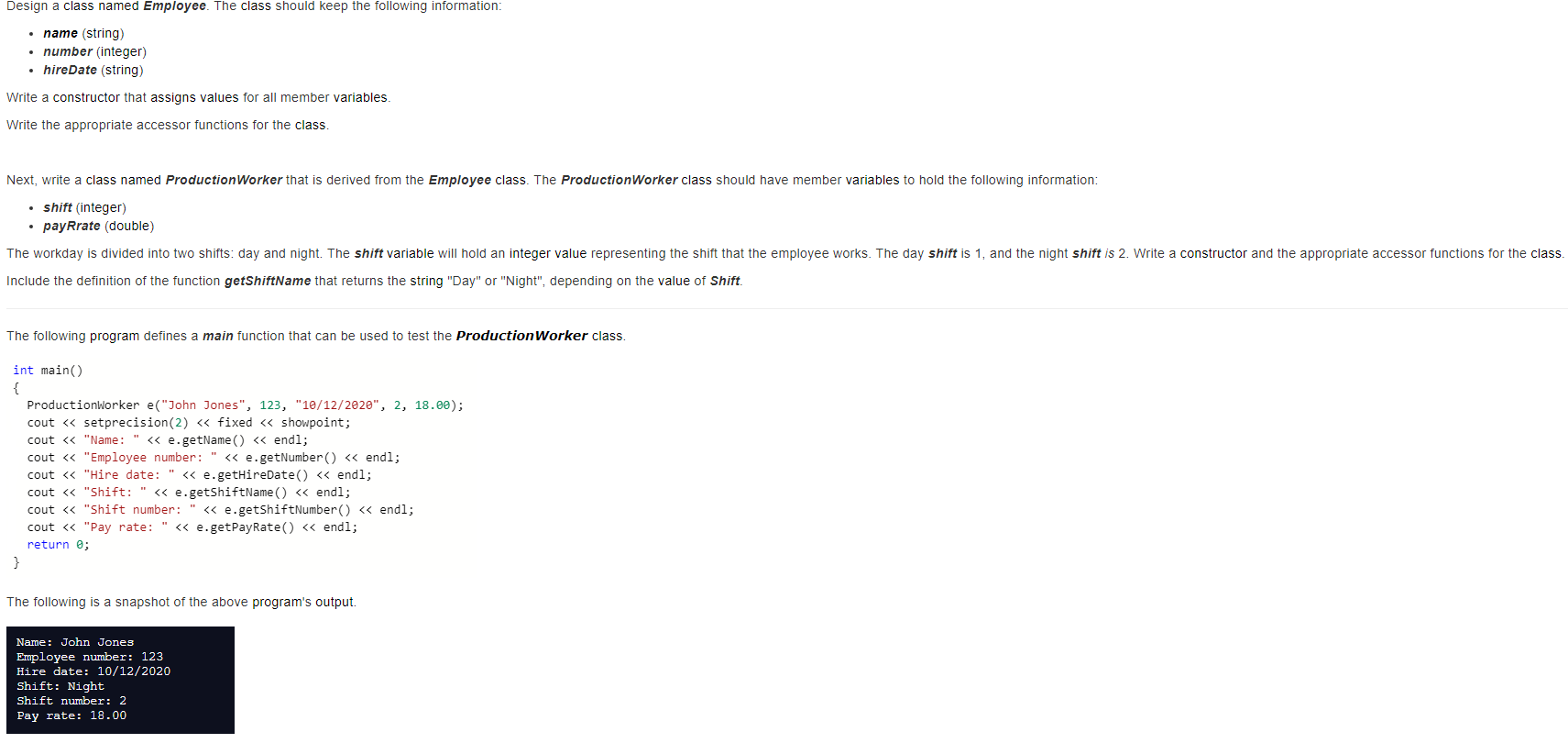 Solved Design a class named Employee. The class should keep | Chegg.com