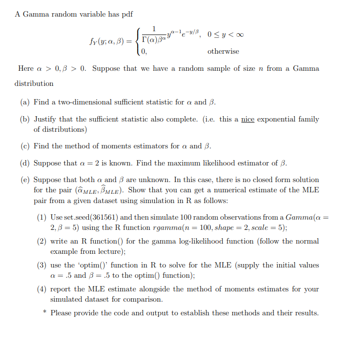 Solved A Gamma random variable has pdf yº -3/B, 0 0,8 > 0. | Chegg.com